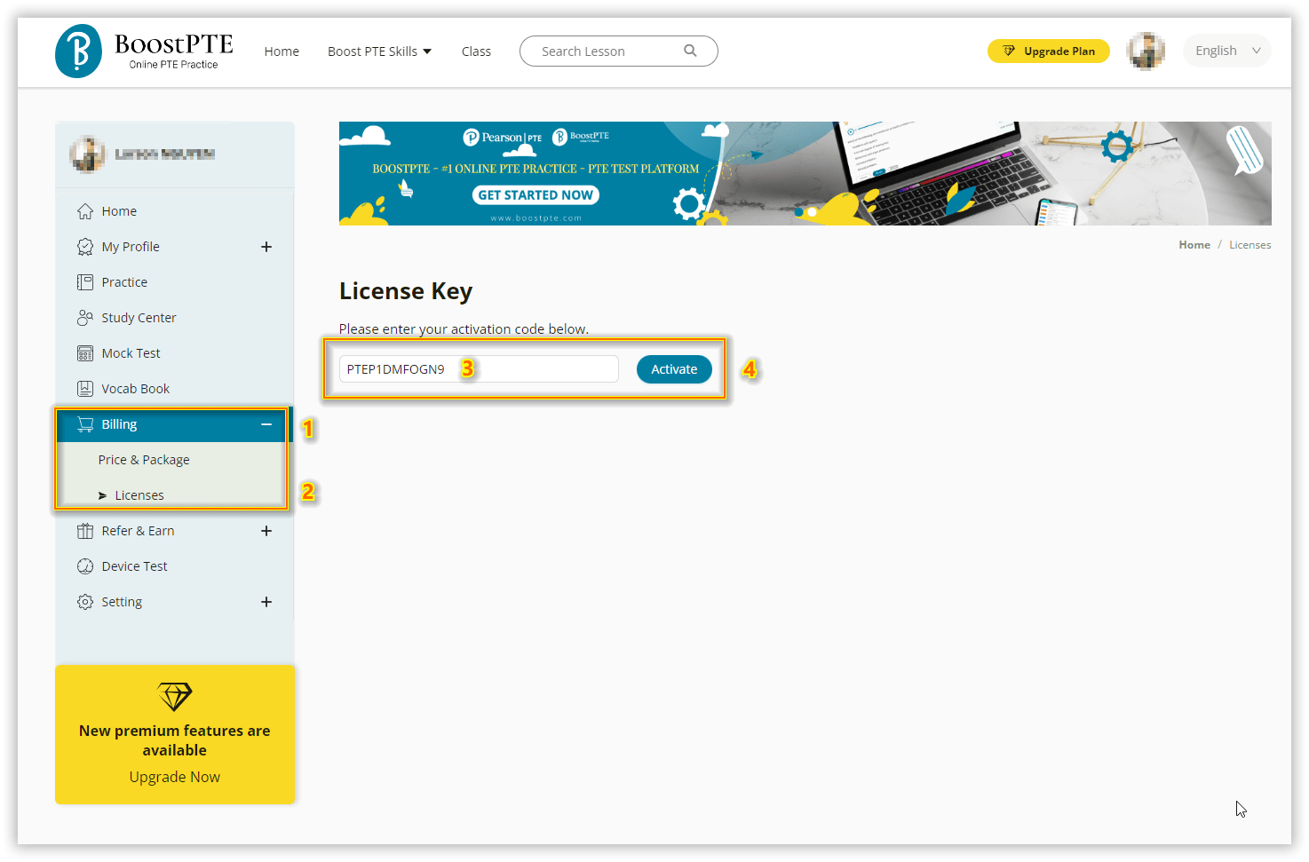 Guide On How To Input License Key Free Online PTE Practice Tests